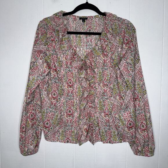 Talbots | Tops | Talbots Womens Pintuck Ruffle Top Branching Floral ...